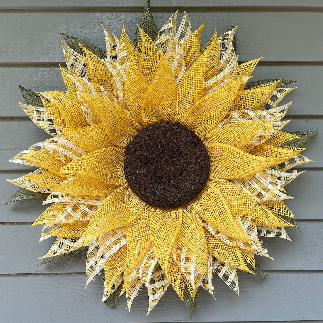 Yellow Sunflower Front Door Wreath, Yellow Sunflower Wreath, Burlap ...