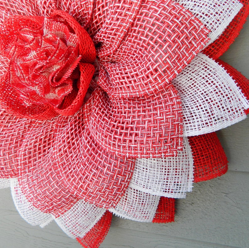 Spring Summer Front Door Wreath Red Flower Wreath Gingham - Etsy