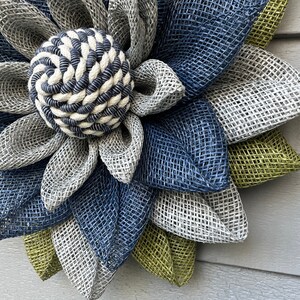 Navy Blue Nautical Sunflower Front Door Wreath, Spring Summer Flower ...