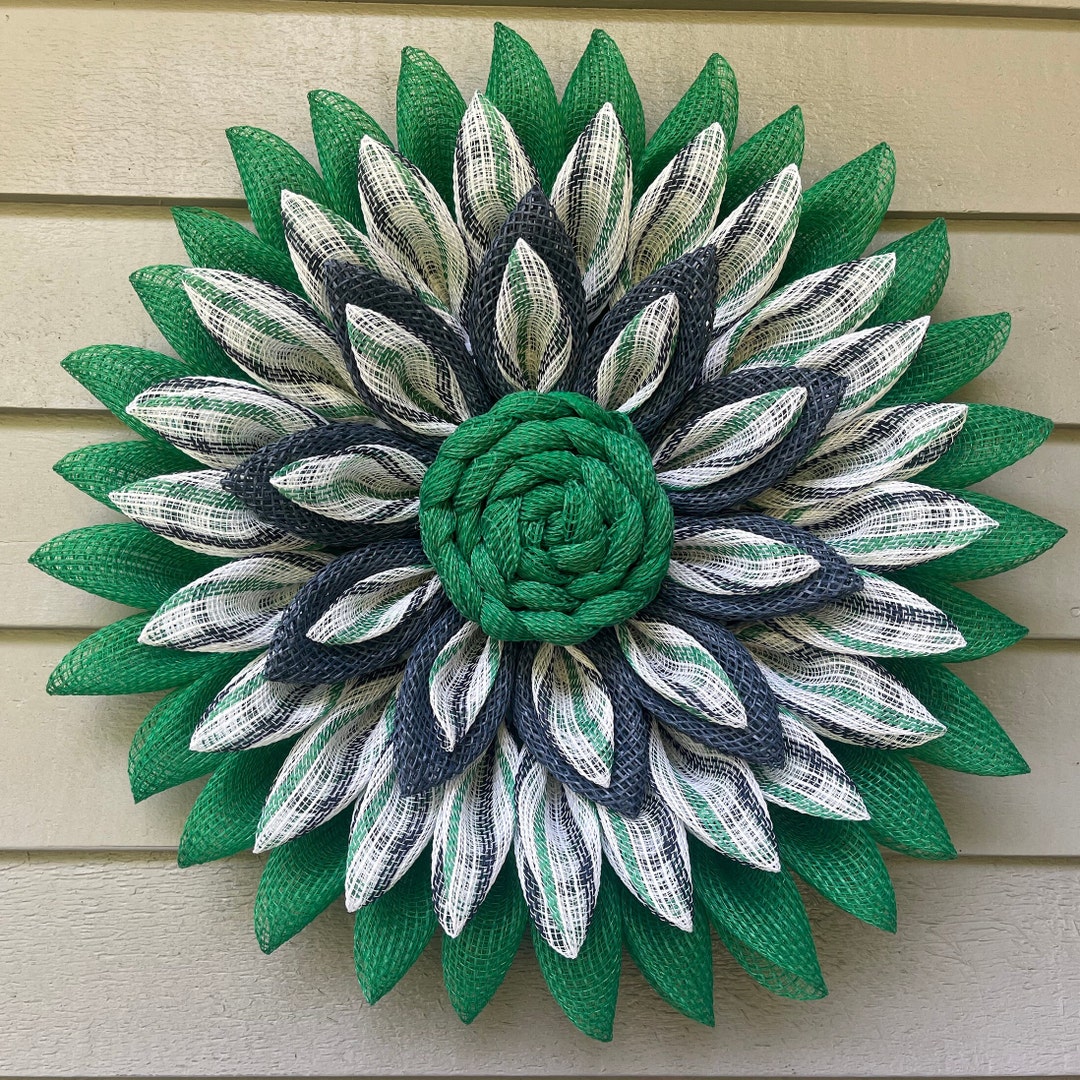 Daisy Wreath for Front Door, Mesh Flower Wreath, Spring Summer Wreath ...