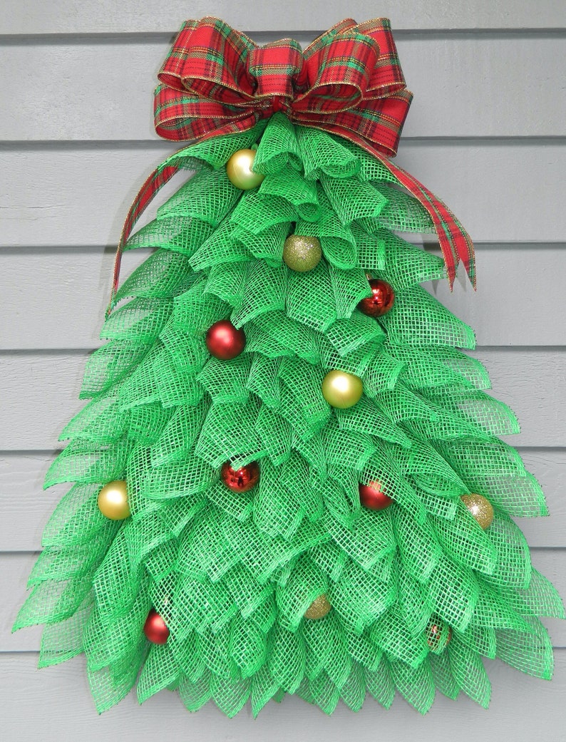 Christmas Tree Wreath Mesh Christmas Tree Wreath Christmas | Etsy
