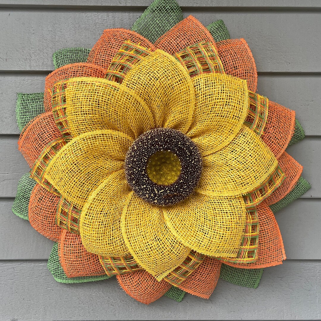 Yellow Sunflower Front Door Wreath, Yellow Sunflower Wreath, Burlap ...