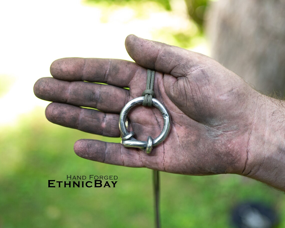 Hand Forged Ring Pendant / Stainless Steel Celtic Circle | Etsy