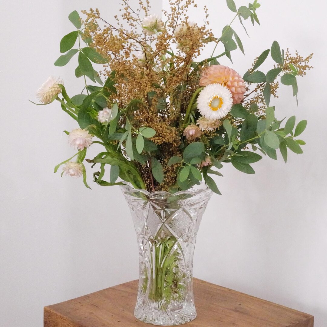 Vintage Bohemian Lead Crystal Trumpet Vase With Star Cut Base - Etsy