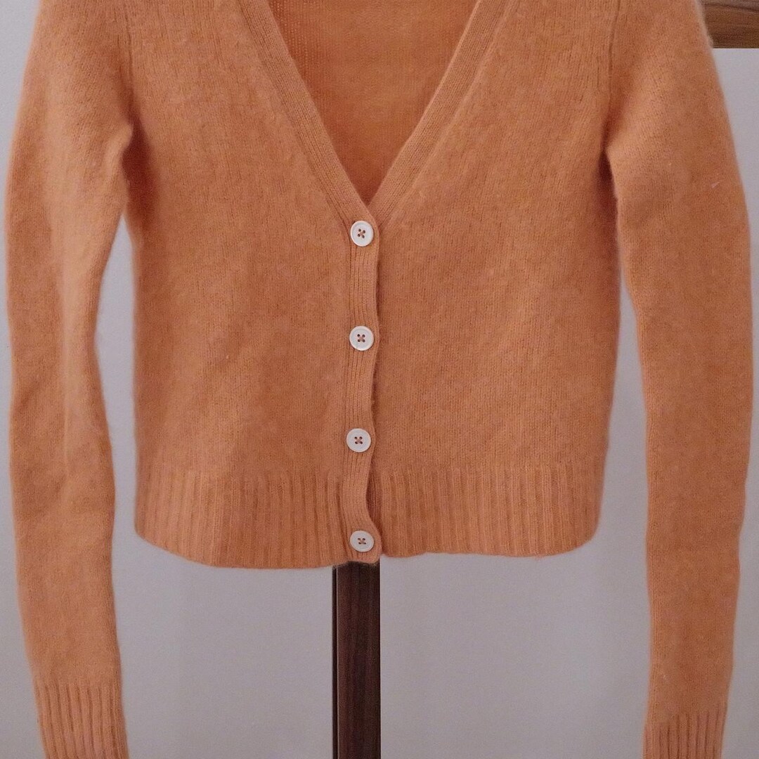 Vintage Cashmere Cardigan Sweater in Fuzzy Soft Peach Orange XS - Etsy
