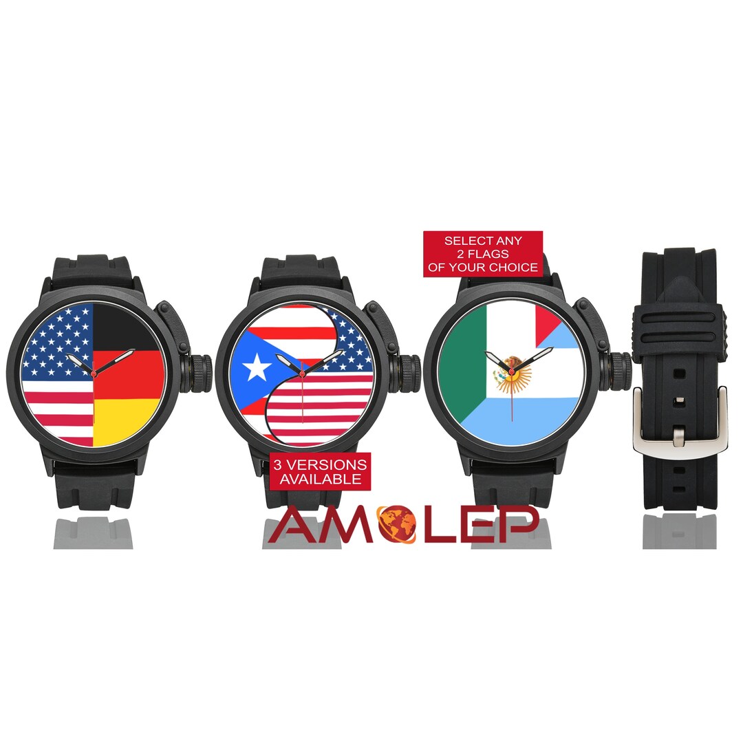 Custom Double-flag Sports Watch – Personalize With Any Two Country ...