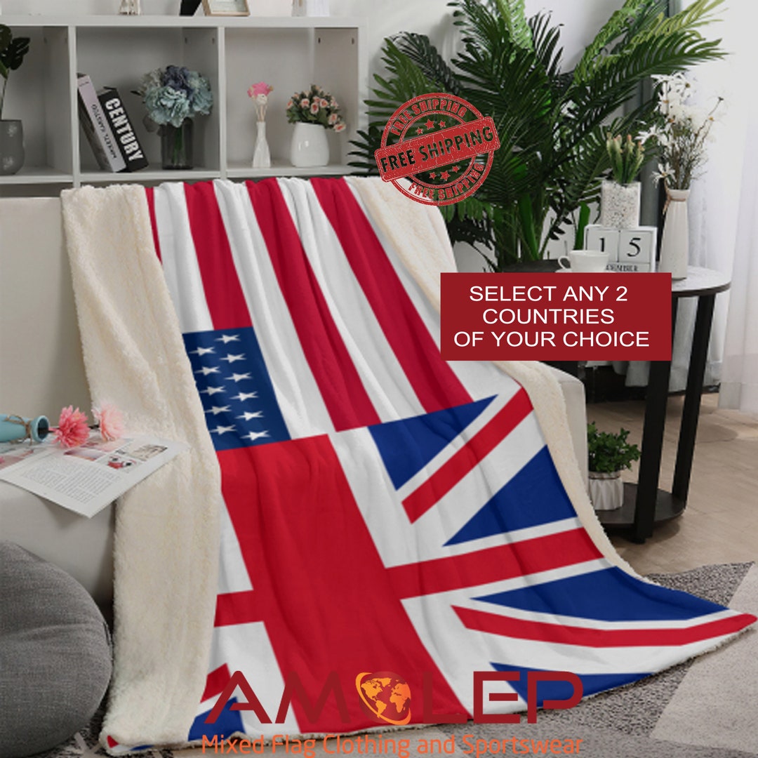 Double Country/nation Half and Half Flag Sherpa (polyester -imitation ...