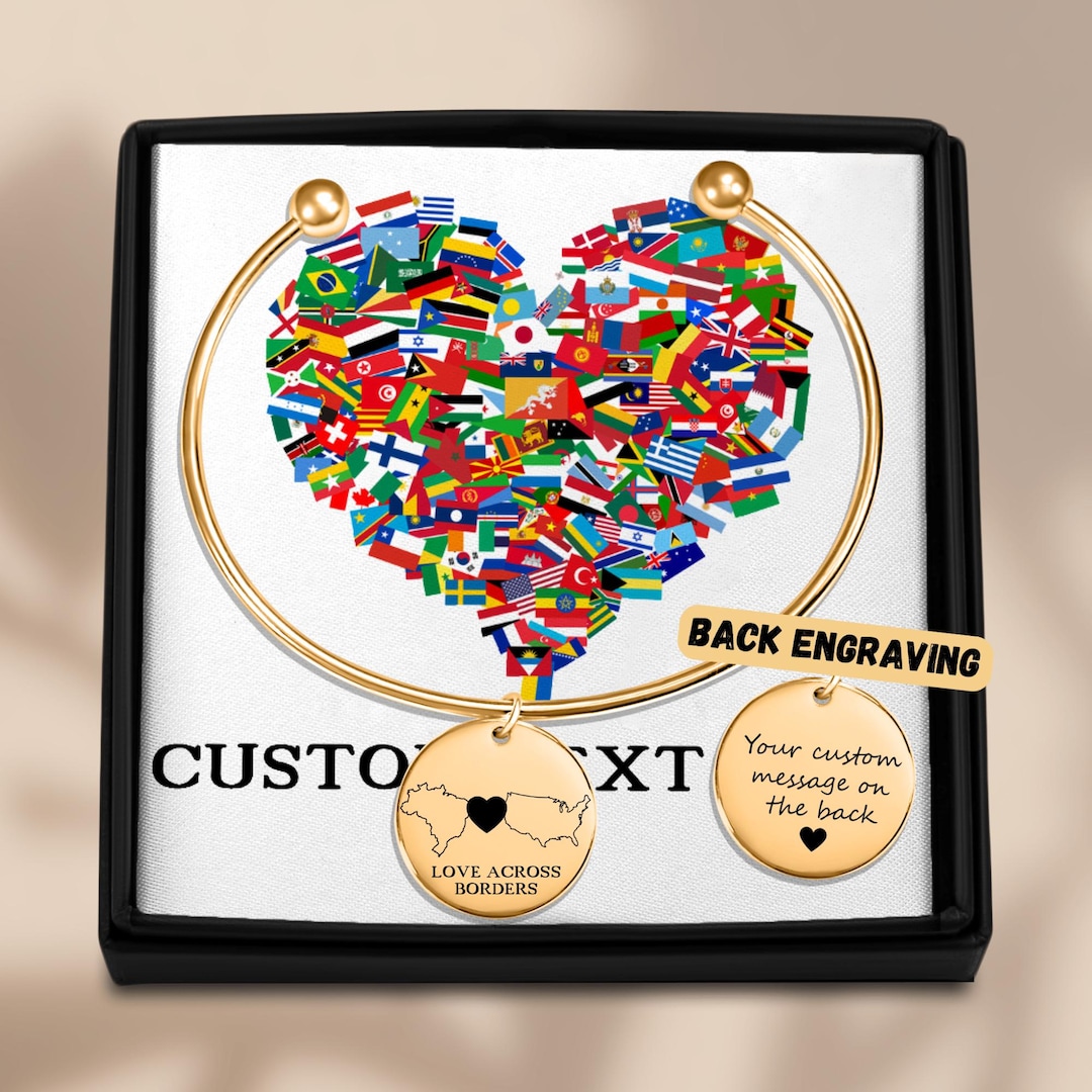 Personalized Country Necklace – Two Homes, One Heart. Perfect for Long ...