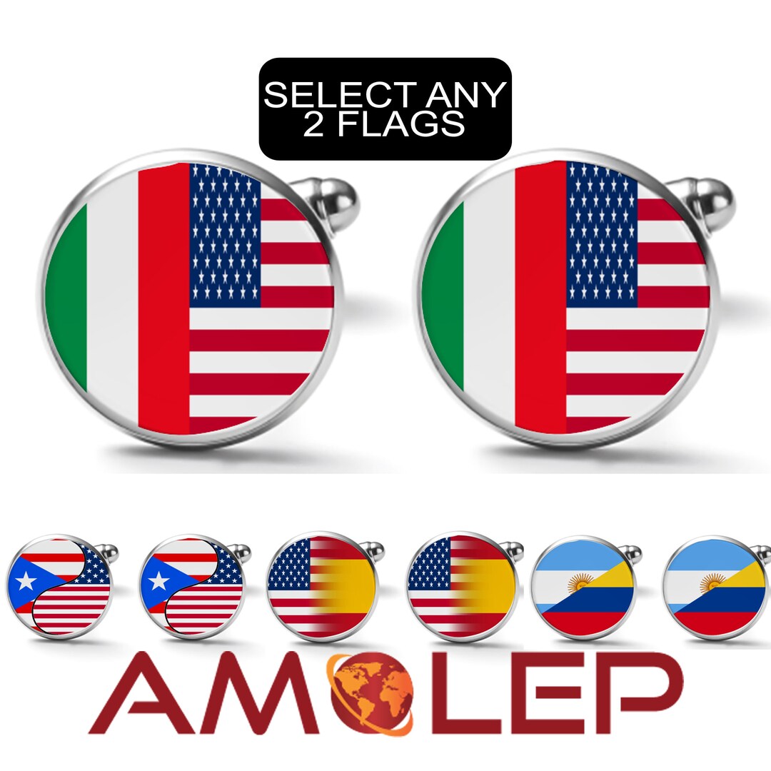 2 Country Flags Customizable Personalizable Cufflinks - Dual Citizen ...