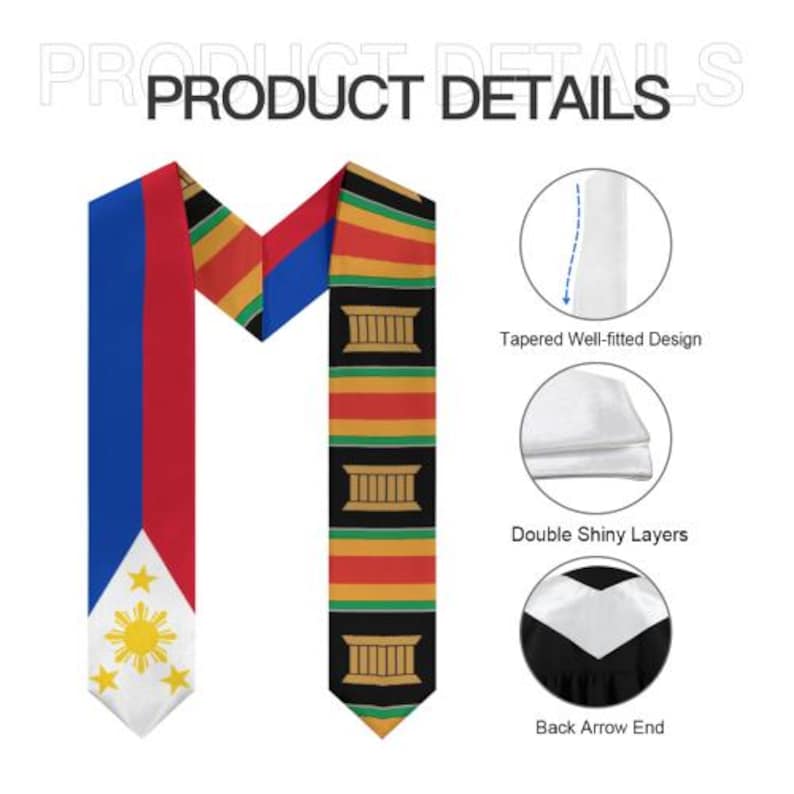 Custom Personalizable Half Kente Print and Half Nation/flag Graduation ...