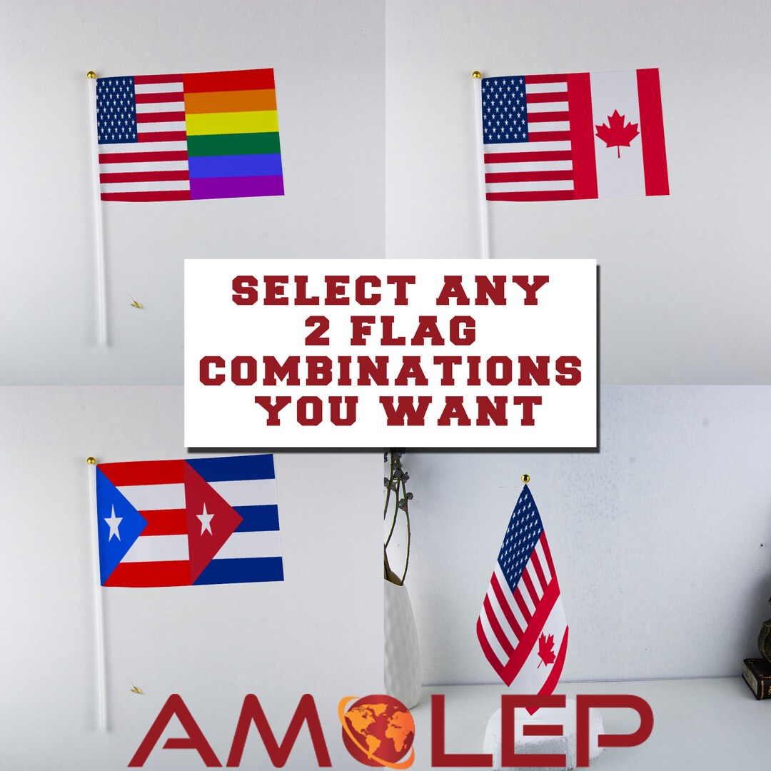 Double Country/nation/combo Half and Half Handheld Flags on Sticks ...