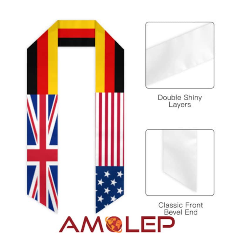 Custom Personalisable 3 Nation/flag Graduation Stoles/sash With Custom ...