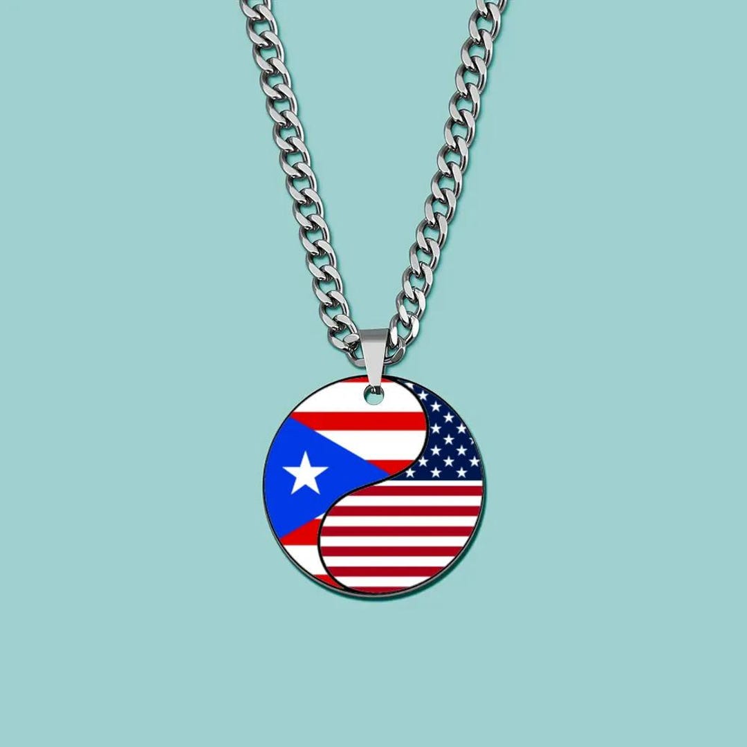 Customizable Dual Flag Round Pendant Necklace (select Any 2 Country ...