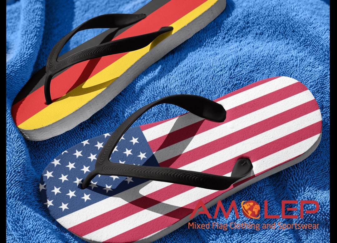 Double/combo Flag Half and Half Amolep Flip-flops - Customizable ...