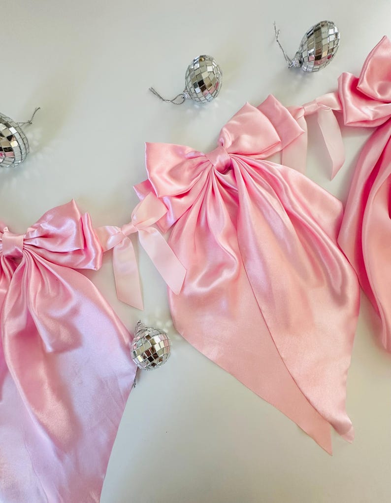 Pink Bow Garland – Handmade Romantic Decor, 6ft - Etsy