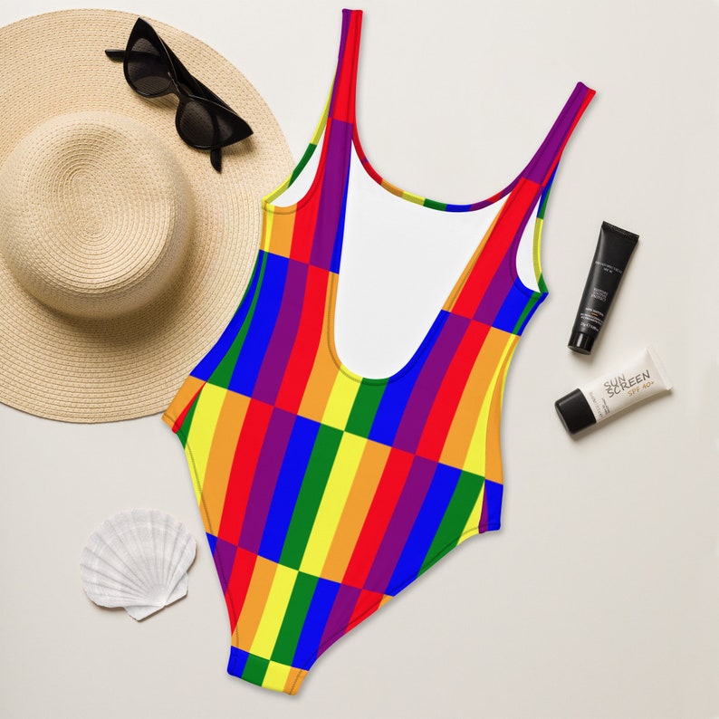 Onepiece Swimsuit, Rainbow Swimming Costume, LGBTQ Swimmers, Geometric ...