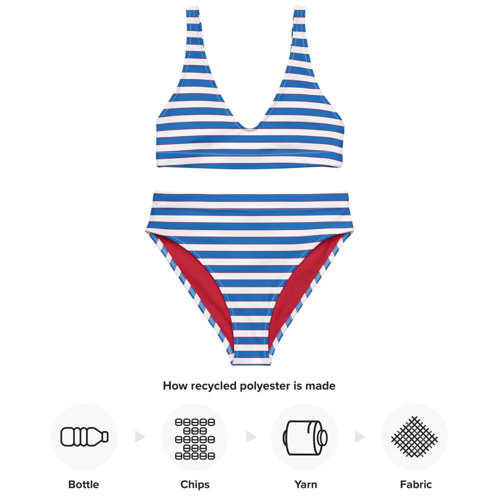 Bikini Striped Swimsuit for Every Woman Nautical White Blue Red Stripes ...