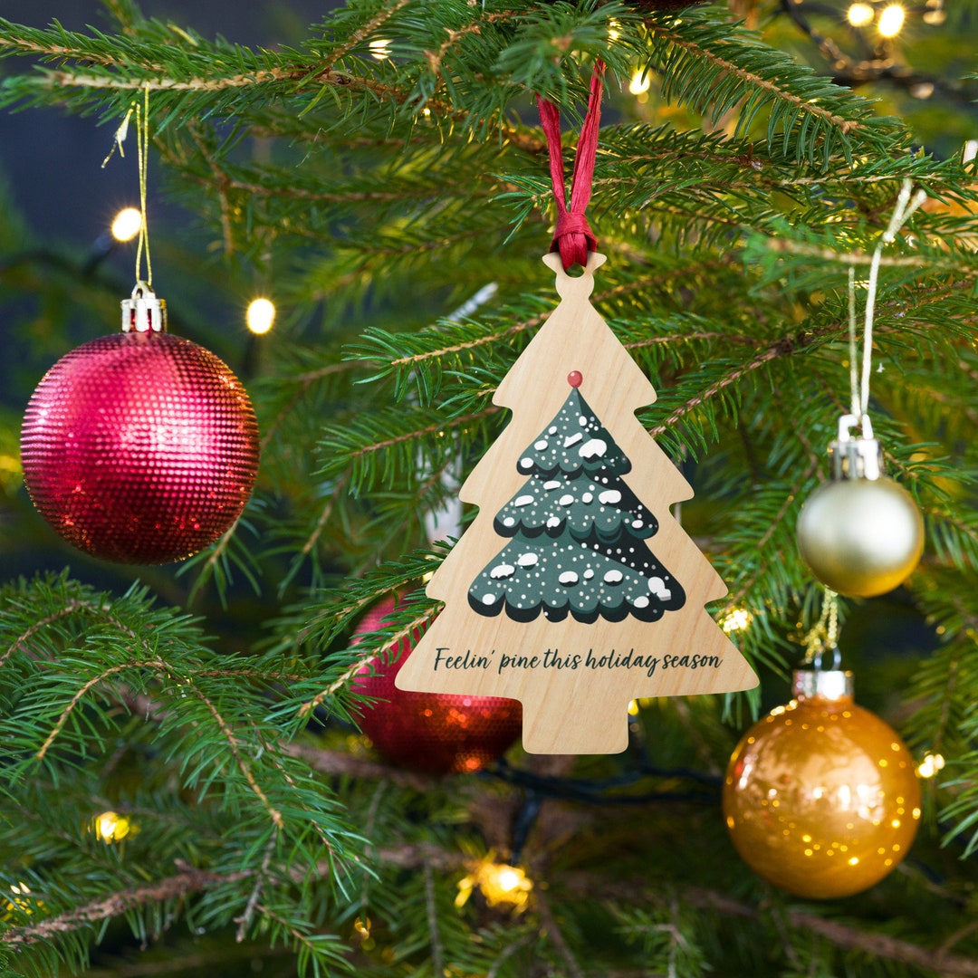 Custom Your Company's Logo Wooden Ornaments Christmas Tree Funny Quote ...