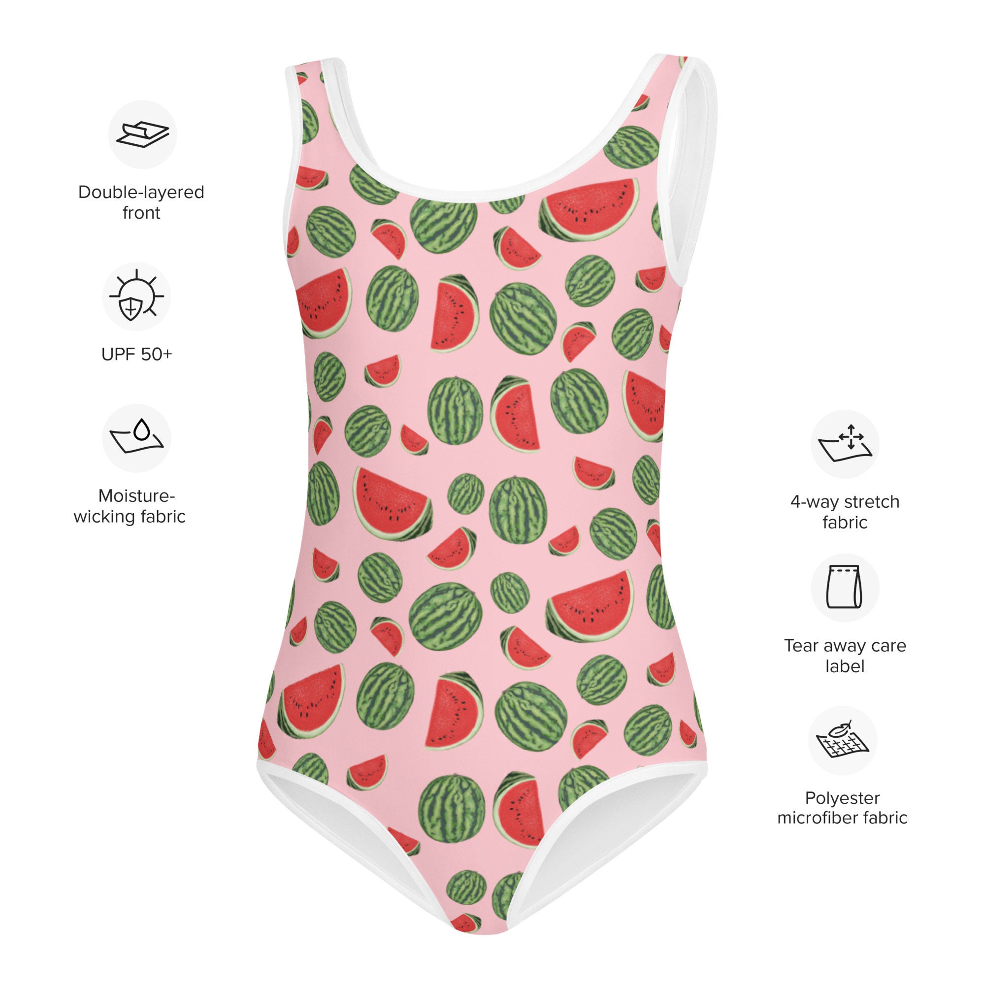 Girls Kids Swimsuit With Watermelon Illustrations Pattern Have Fun and ...