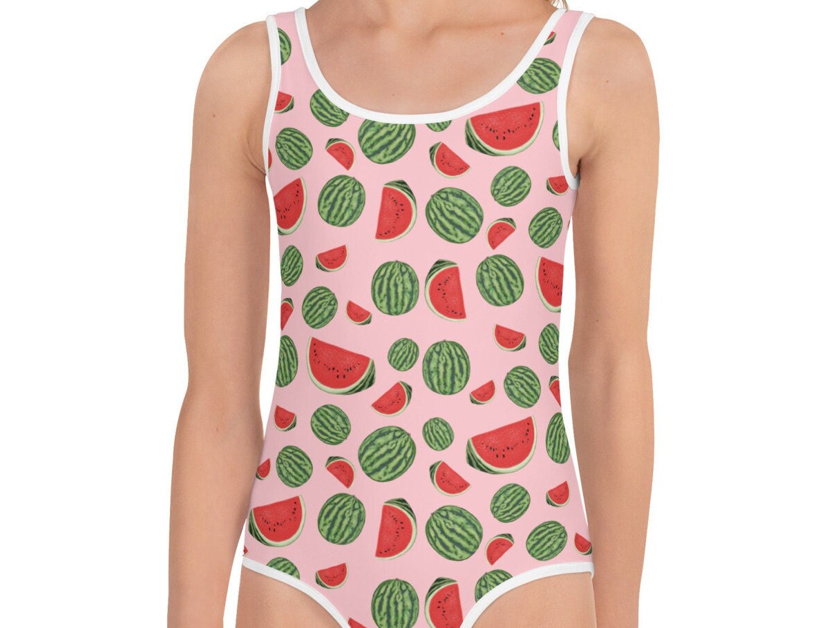 Girls Kids Swimsuit With Watermelon Illustrations Pattern Have Fun and ...