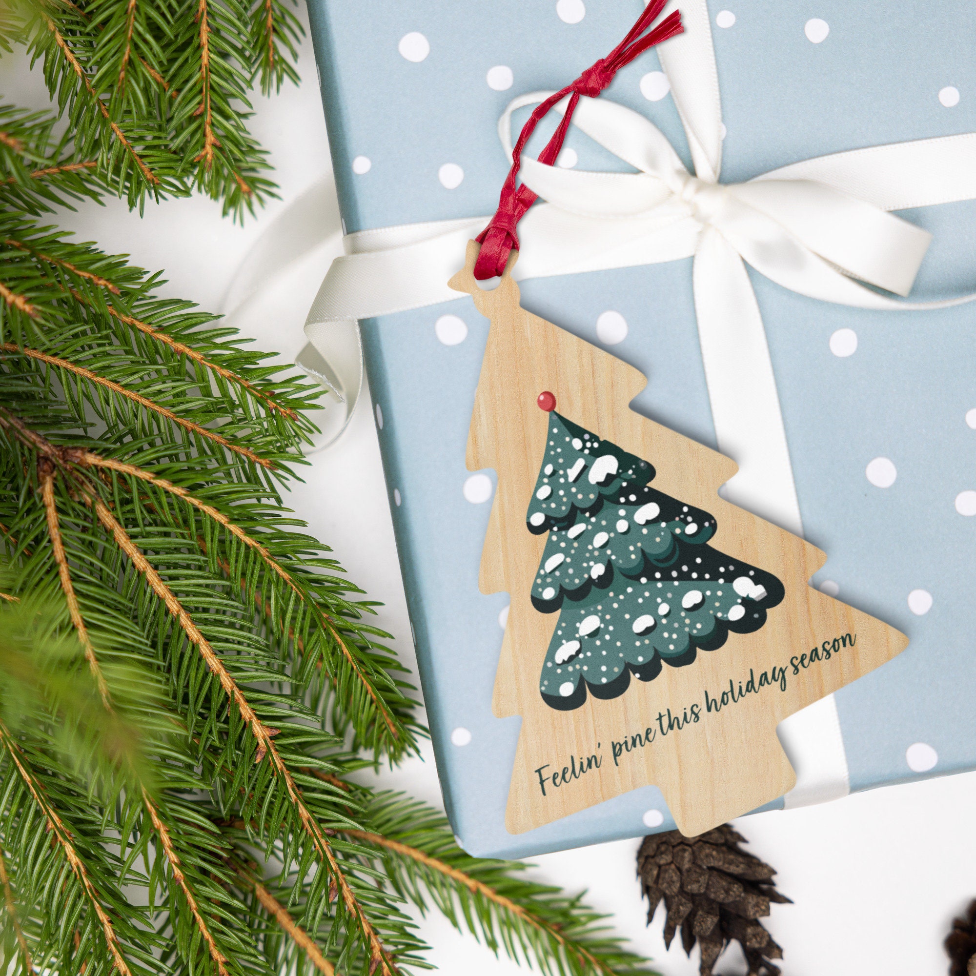 Custom Your Company's Logo Wooden Ornaments Christmas Tree Funny Quote ...