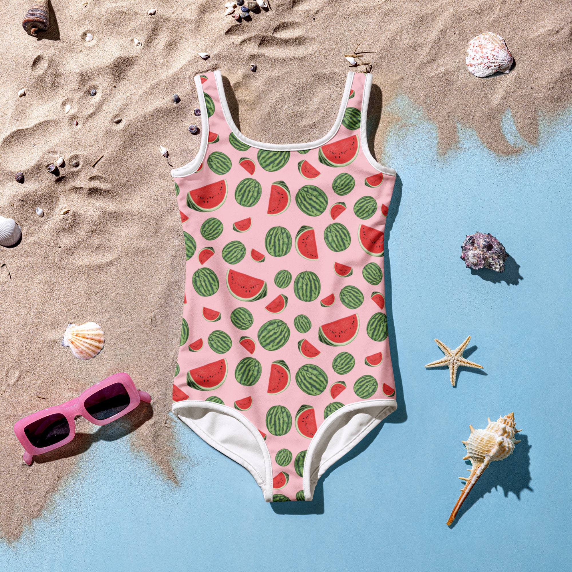 Girls Kids Swimsuit With Watermelon Illustrations Pattern Have Fun and ...