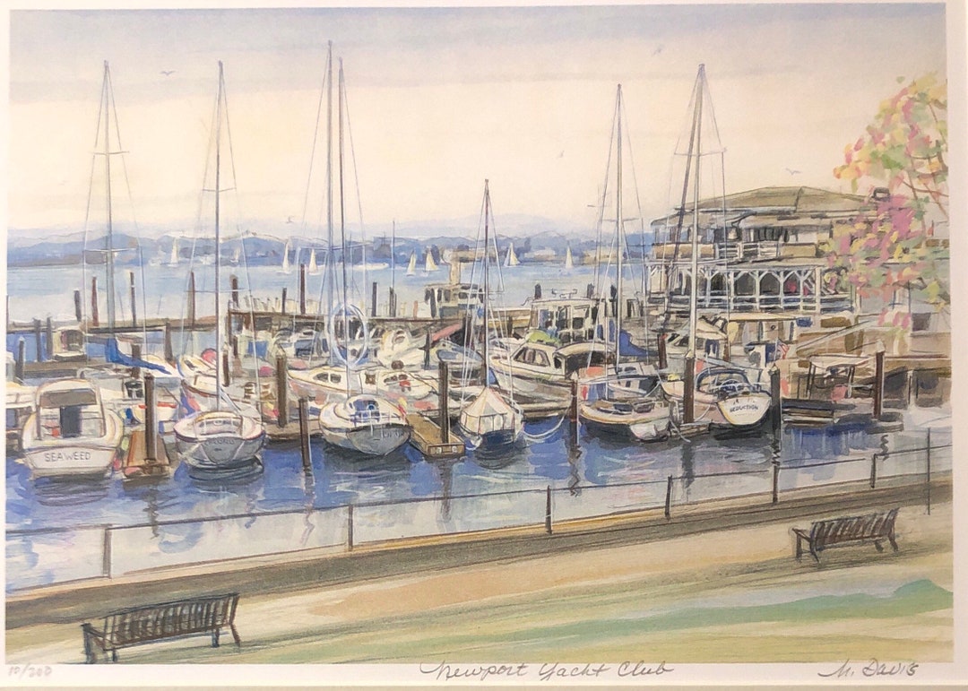 Newport Yacht Club, Beautiful Coastal Destination, Wall Art Matted ...