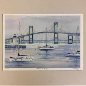 Newport Bridge, Rhode Island. Ocean Art of Fabulous Rhode Island Scene ...