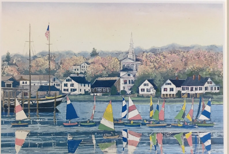 Autumn in Mystic, Connecticut, Wall Art of Coastal Town, Great Gift ...