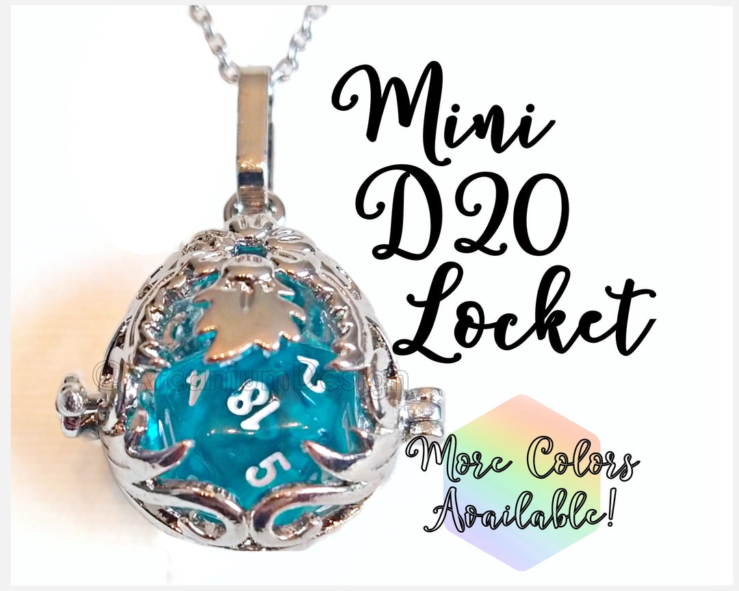 Dice Jail Necklace Ornate Locket, Real Mini D20 D&D Tabletop RPG ...
