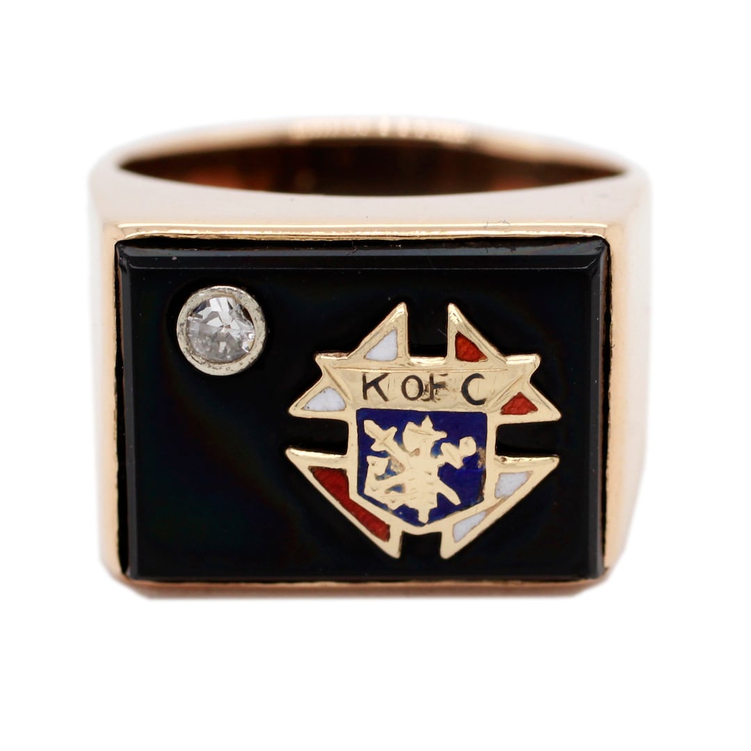 Vintage Diamond & Onyx Knights of Columbus Signet Ring in 14k - Etsy