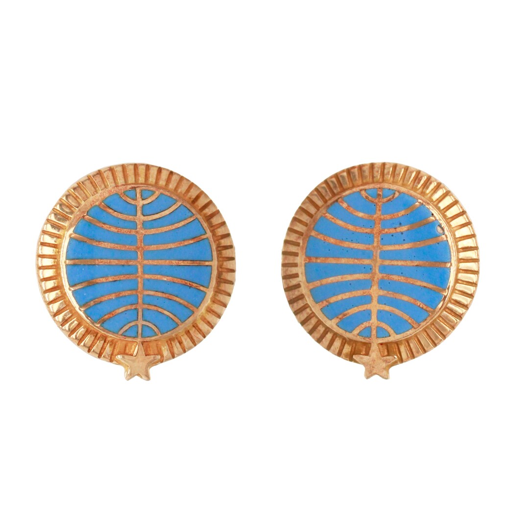 Pan Am Service Pin 10k Yellow Gold One Star Blue Enamel Circle Pins ...