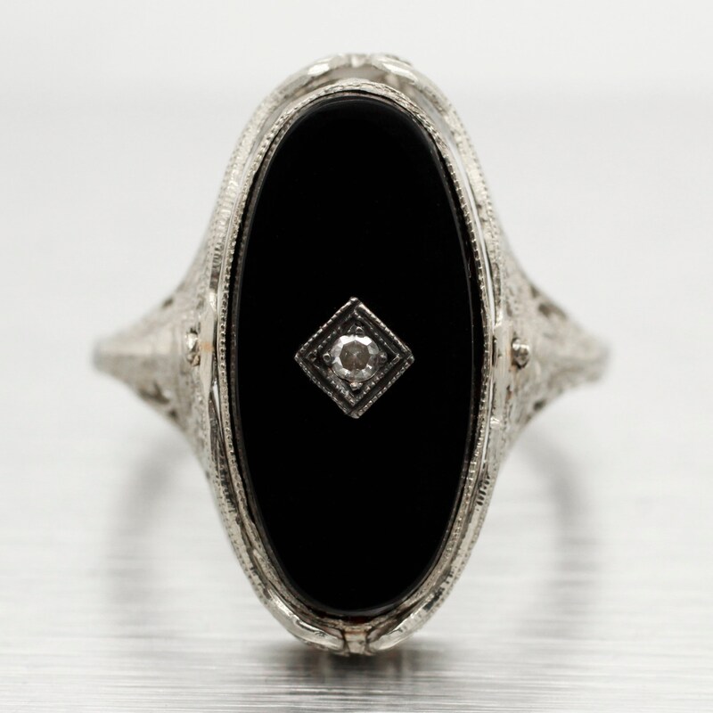 Art Deco Onyx Ring - Etsy