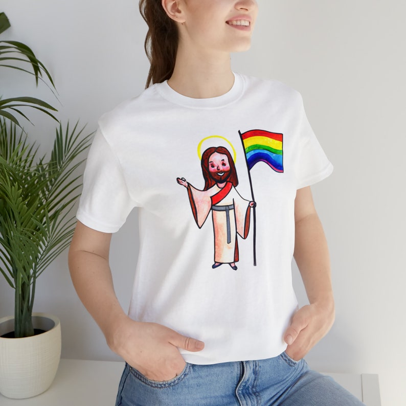 Jesus Carrying a Pride Flag LGBTQ Shirt Exvangelical - Etsy
