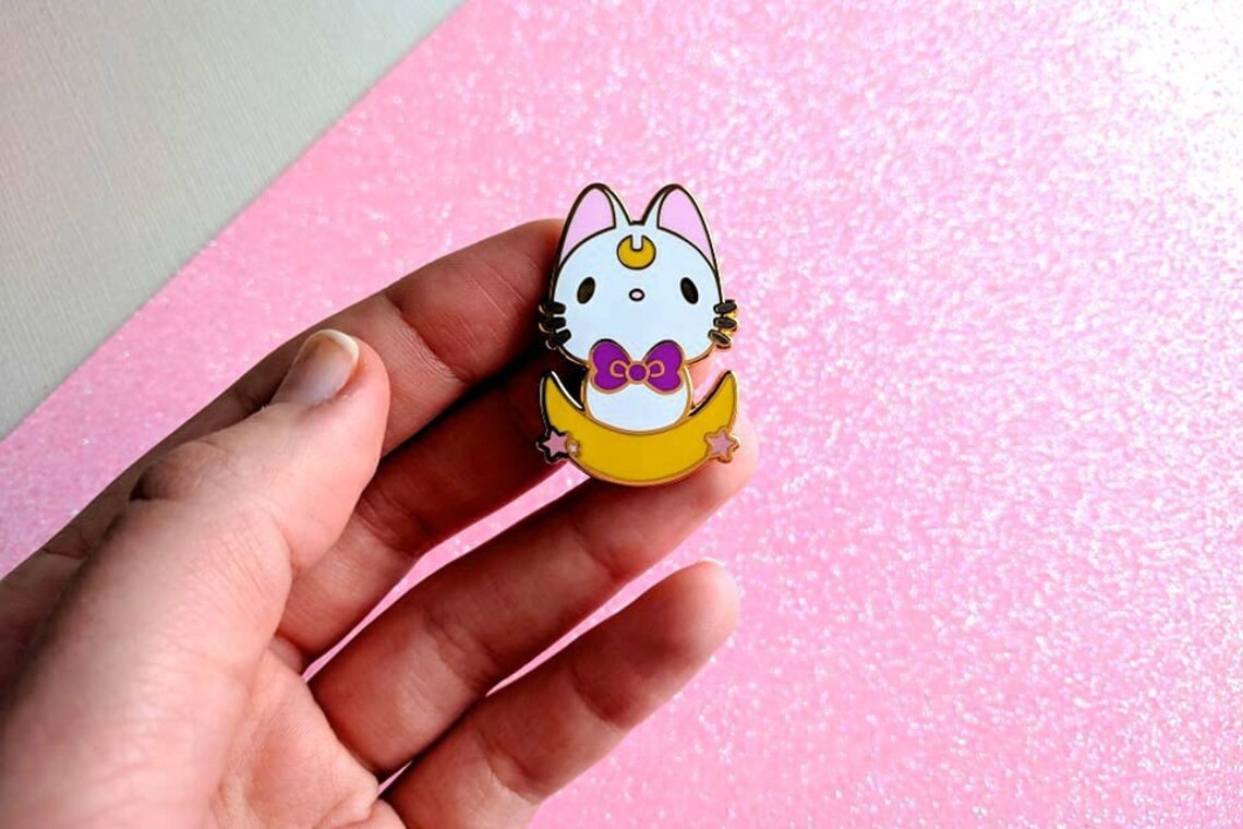 White Cat Enamel Pin | Etsy