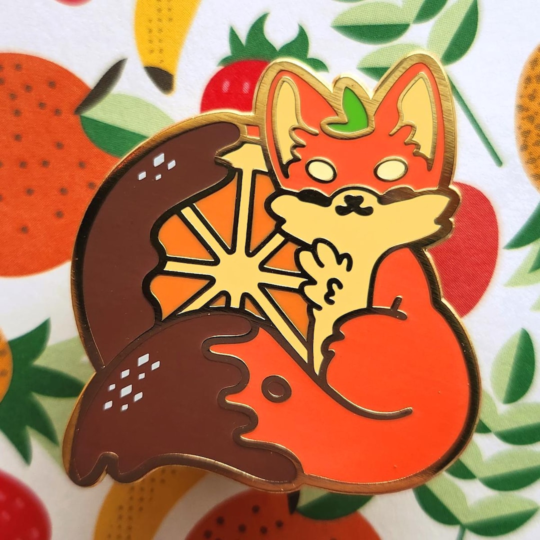 Choco Dipped Orange Fox Pin - Etsy