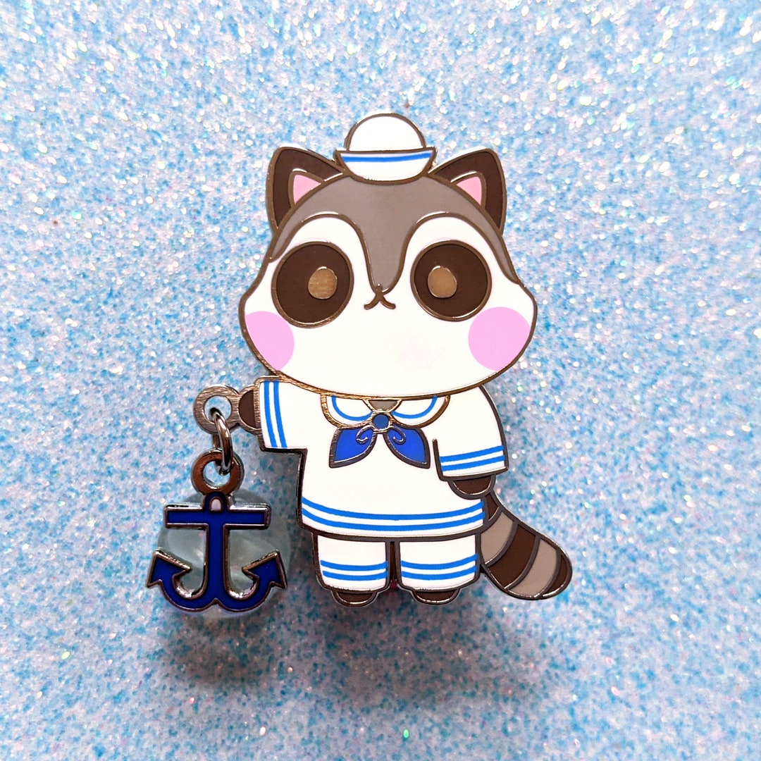 Sailor Raccoon Dangling Pin - Etsy