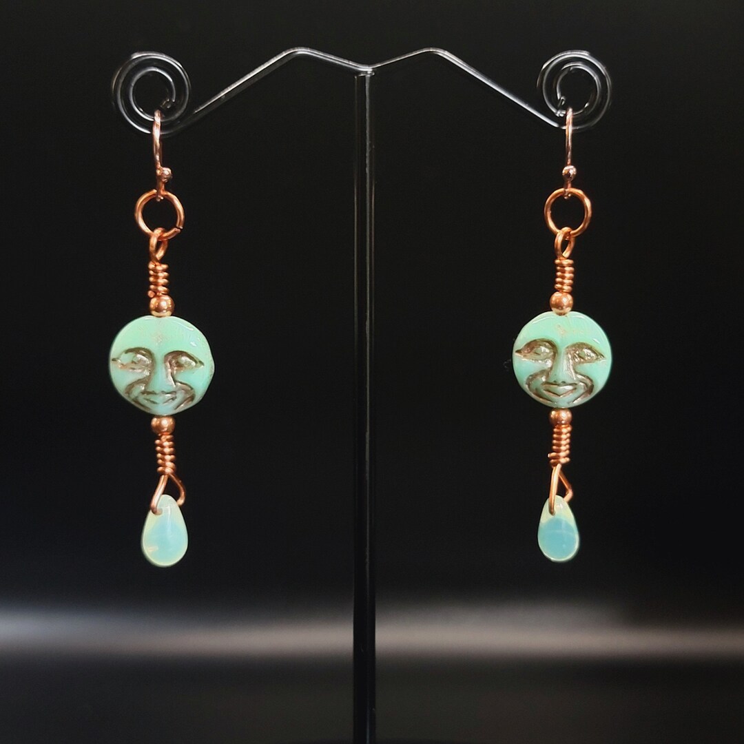 Uranium Vaseline Glass Solid Copper Man in the Moon Dangle - Etsy