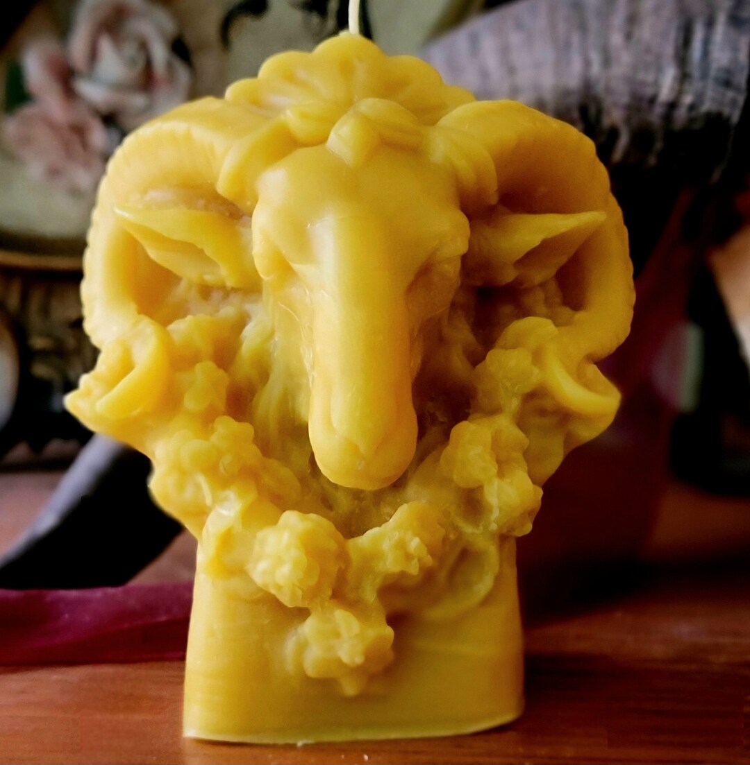 Sheep Ram Floral Wreath Handmade Beeswax Candle - Etsy