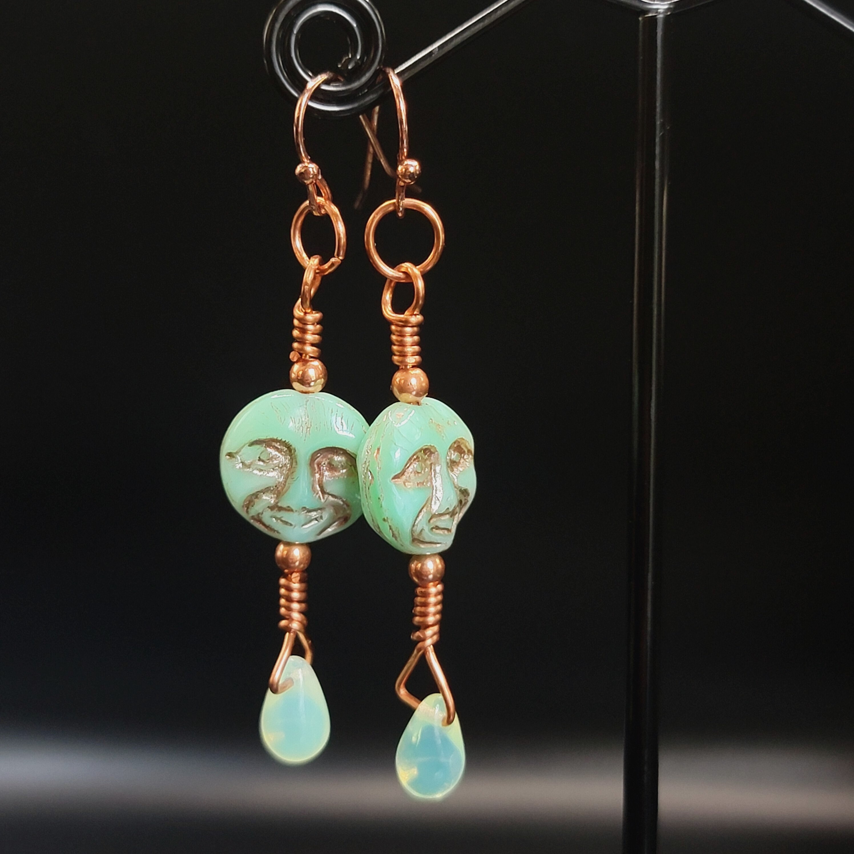 Uranium Vaseline Glass Solid Copper Man in the Moon Dangle - Etsy