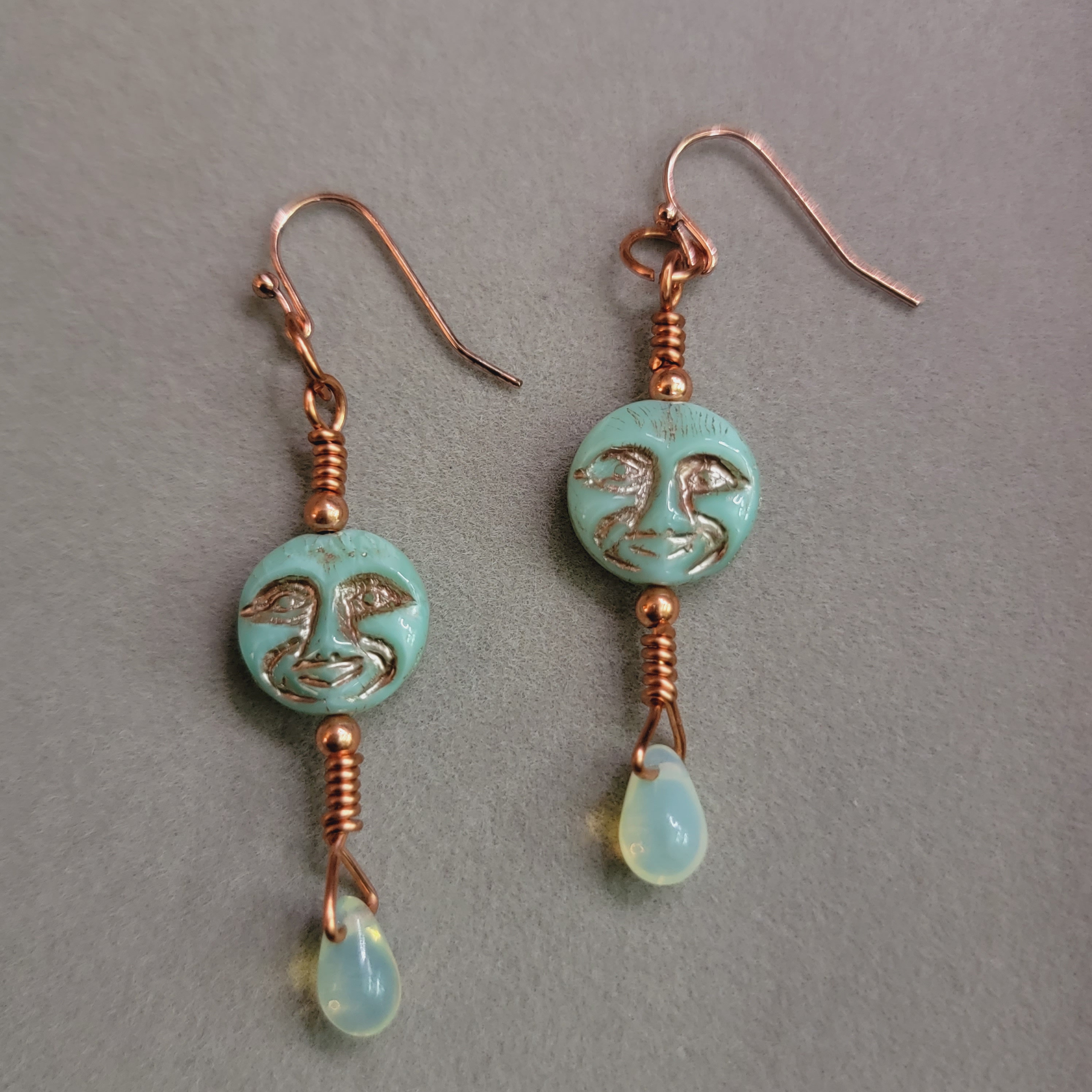 Uranium Vaseline Glass Solid Copper Man in the Moon Dangle - Etsy