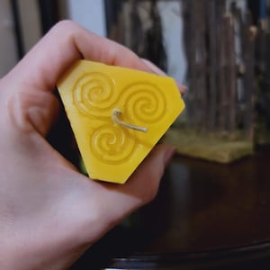 Moon Phases Beeswax Candle Handmade Spiral Triangle Pillar - Etsy