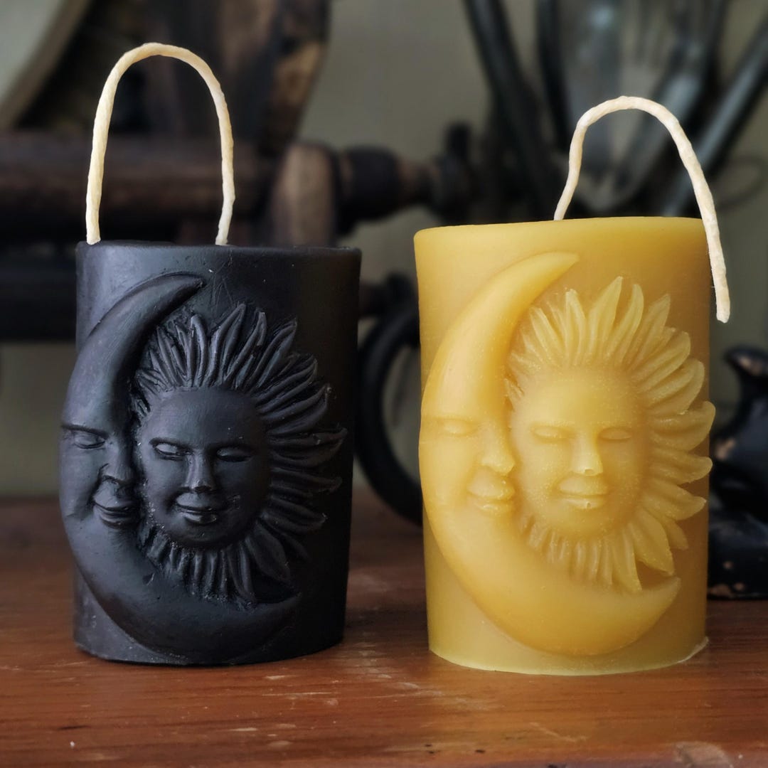 Sun & Moon Beeswax Candle | Handmade | Small - Etsy