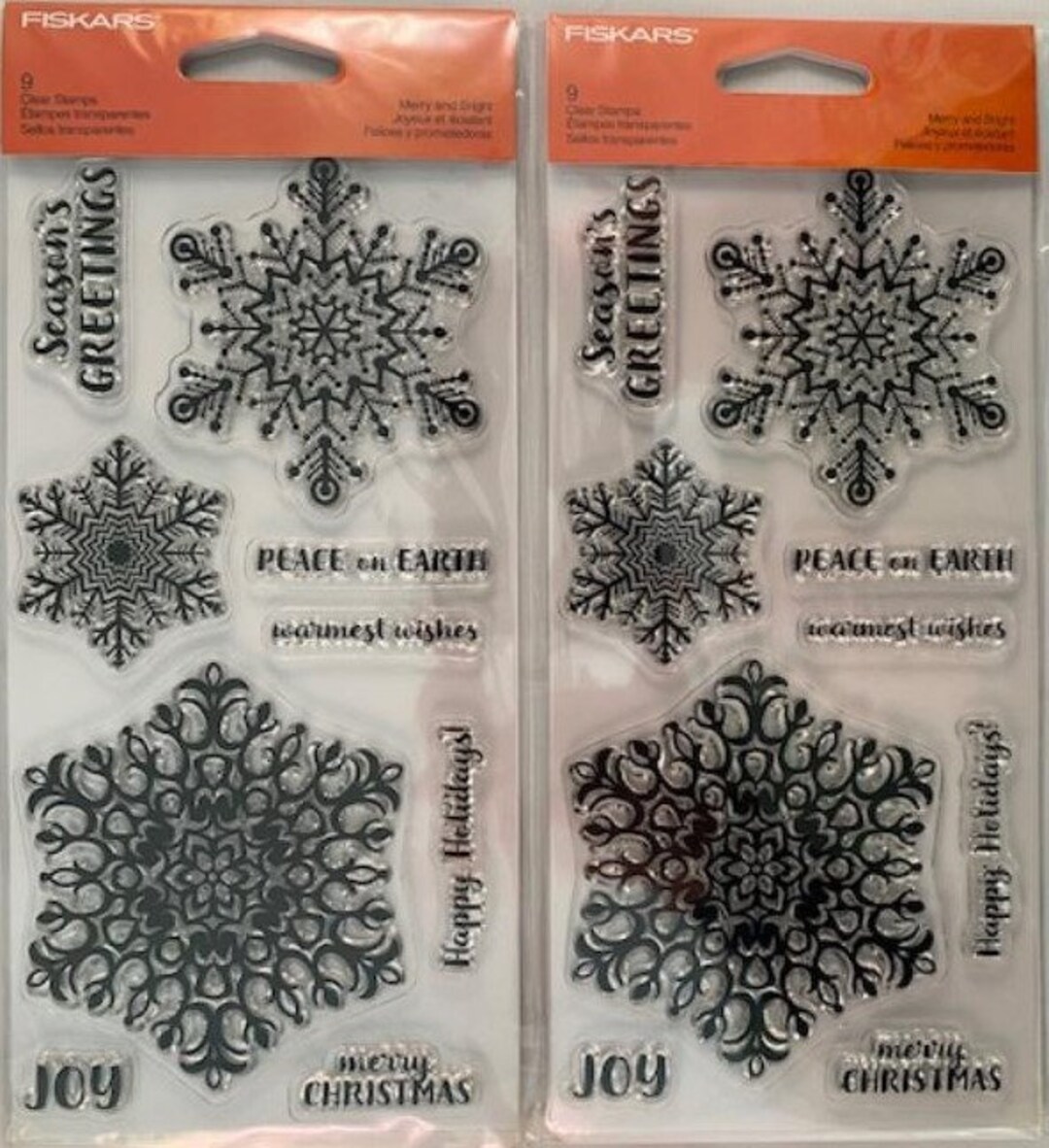 Fiskars 106130 Clear Acrylic Stamp Set Stamps Merry & Bright 2 Packs - Etsy