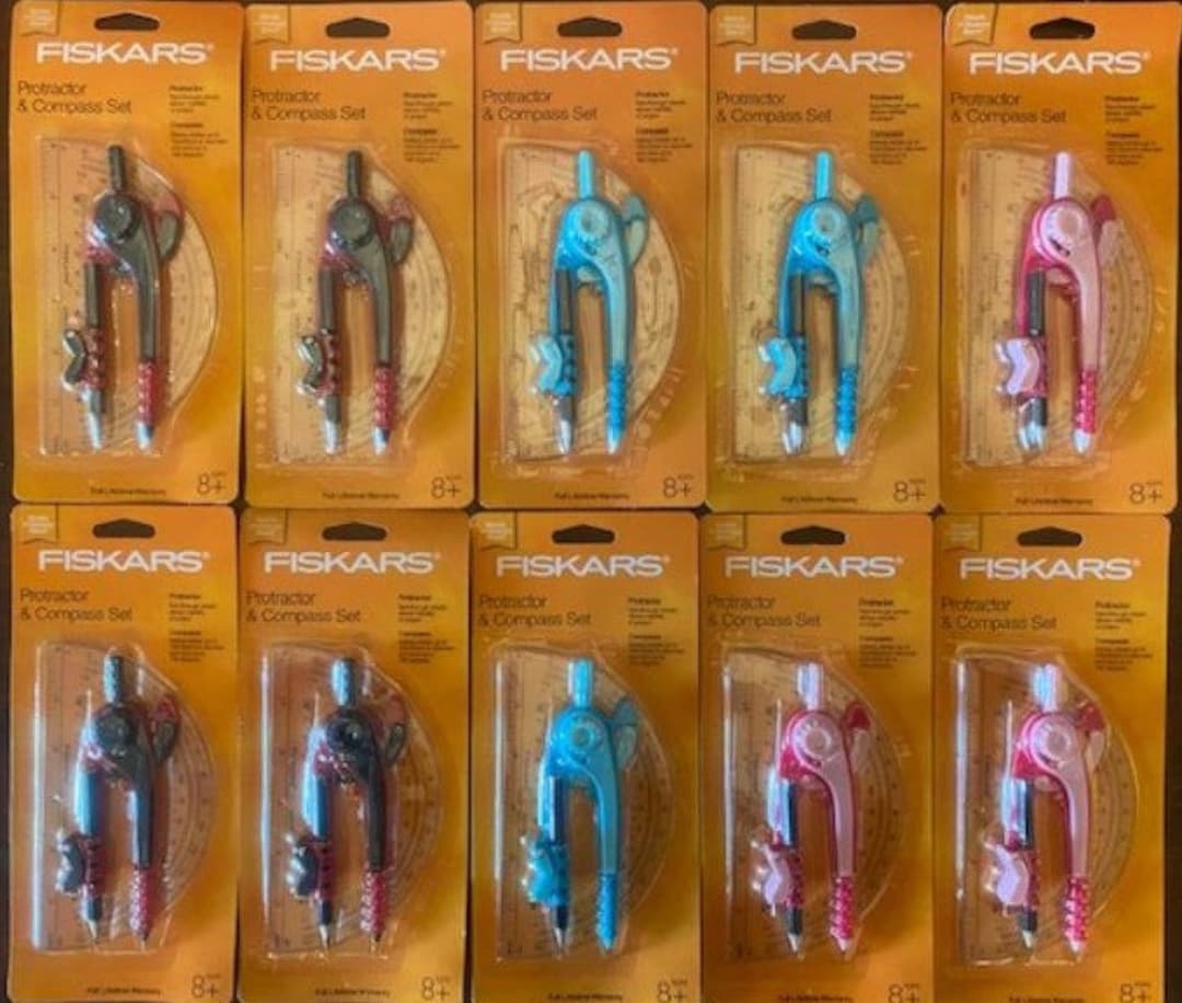 Fiskars 156590 Protractor and Compass Set 10pcs. - Etsy