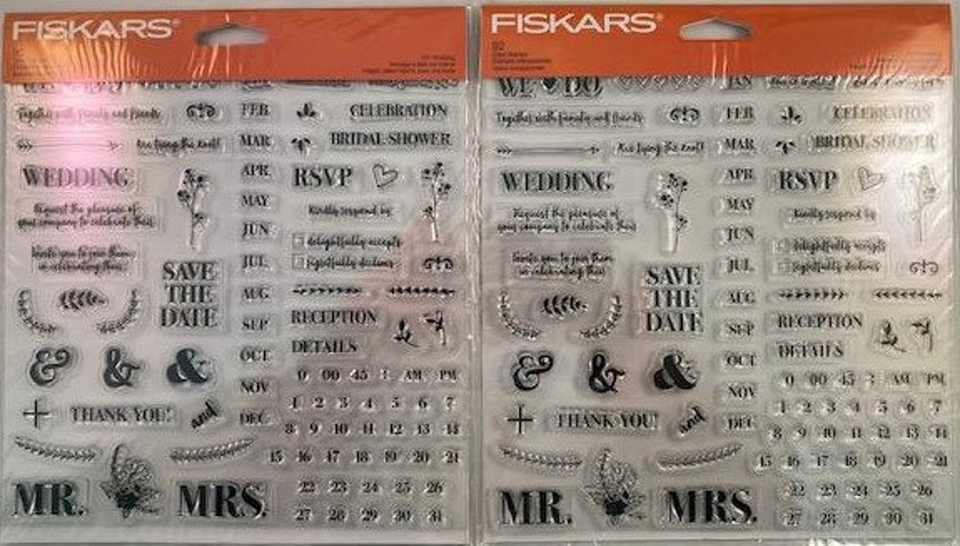 Fiskars 146740-1001 Clear Acrylic Stamp Set DIY Wedding Invitation 2 ...
