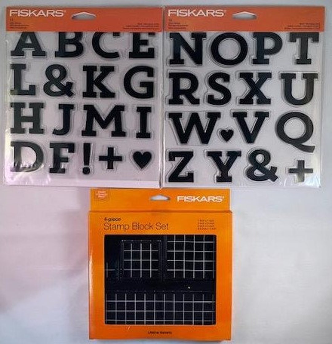 Fiskars 146720 Clear Acrylic Stamp Set Full Alphabet of Block Monogram ...