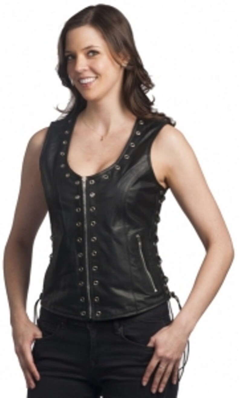 Woman's Leather Stylish Side Lace Vest - Etsy