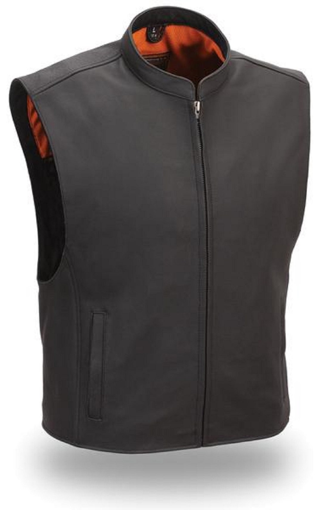 Men's Zip Front Leather Vest - Etsy