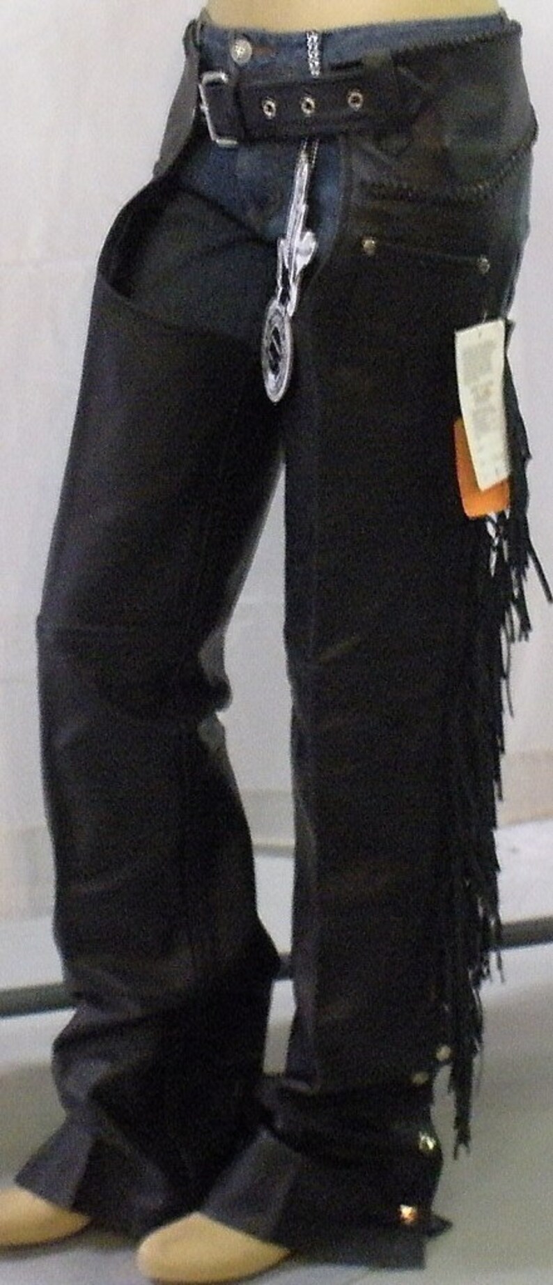 Black Leather Motorcycle Chaps With Braid & Fringe - Etsy